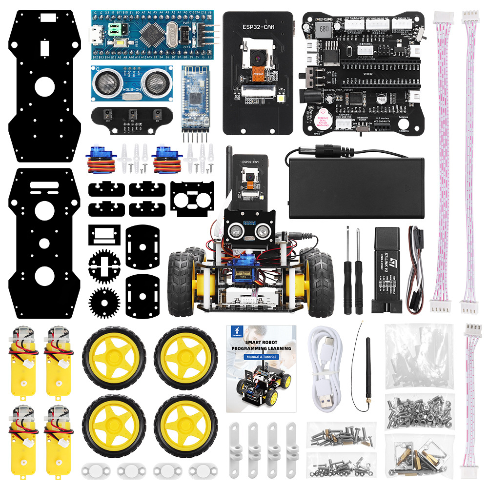 ESP-32摄像编程教育机器人小车物联网超声波智能避障编程小车套件-阿里巴巴