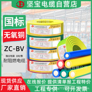 坚宝电缆国标阻燃ZC-BV1.5/2.5/4/6平方单芯单股纯铜工程家用电线-阿里巴巴