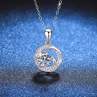 s925纯银吊坠莫比乌斯吊坠1克拉莫桑石项链镀pt950 D色莫桑钻项链-阿里巴巴