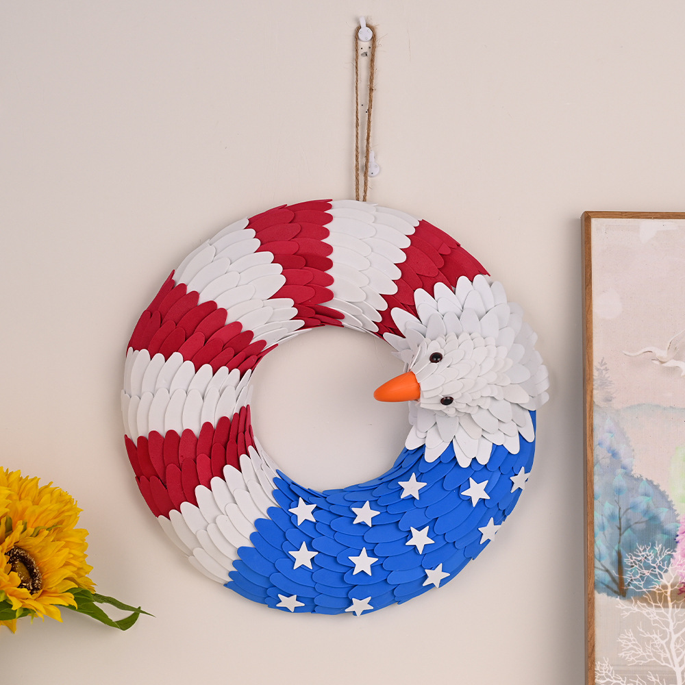 跨境亚马逊USA独立日花环10 15寸每股过国旗爱国鹰花环diy配件-阿里巴巴