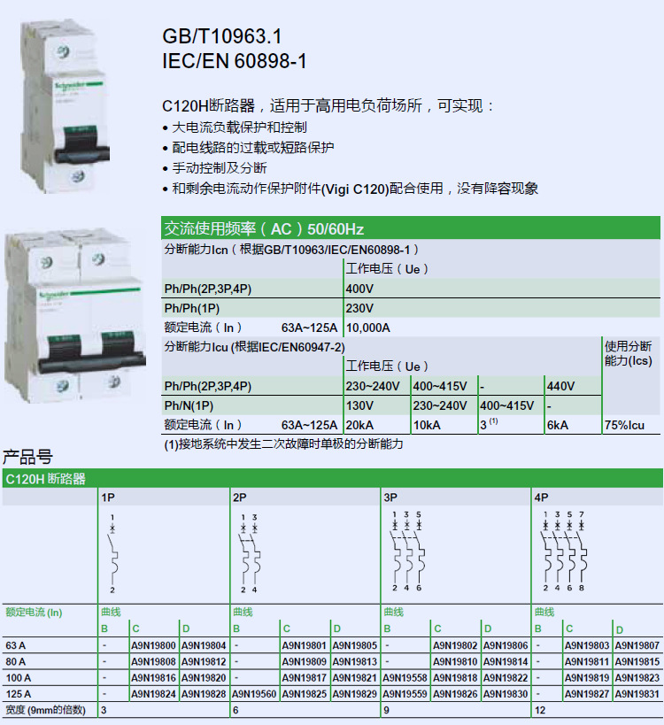 实物图正品C120H 2P/3P/4P 80A/100A/125A C型D型小型导轨断路器-阿里巴巴