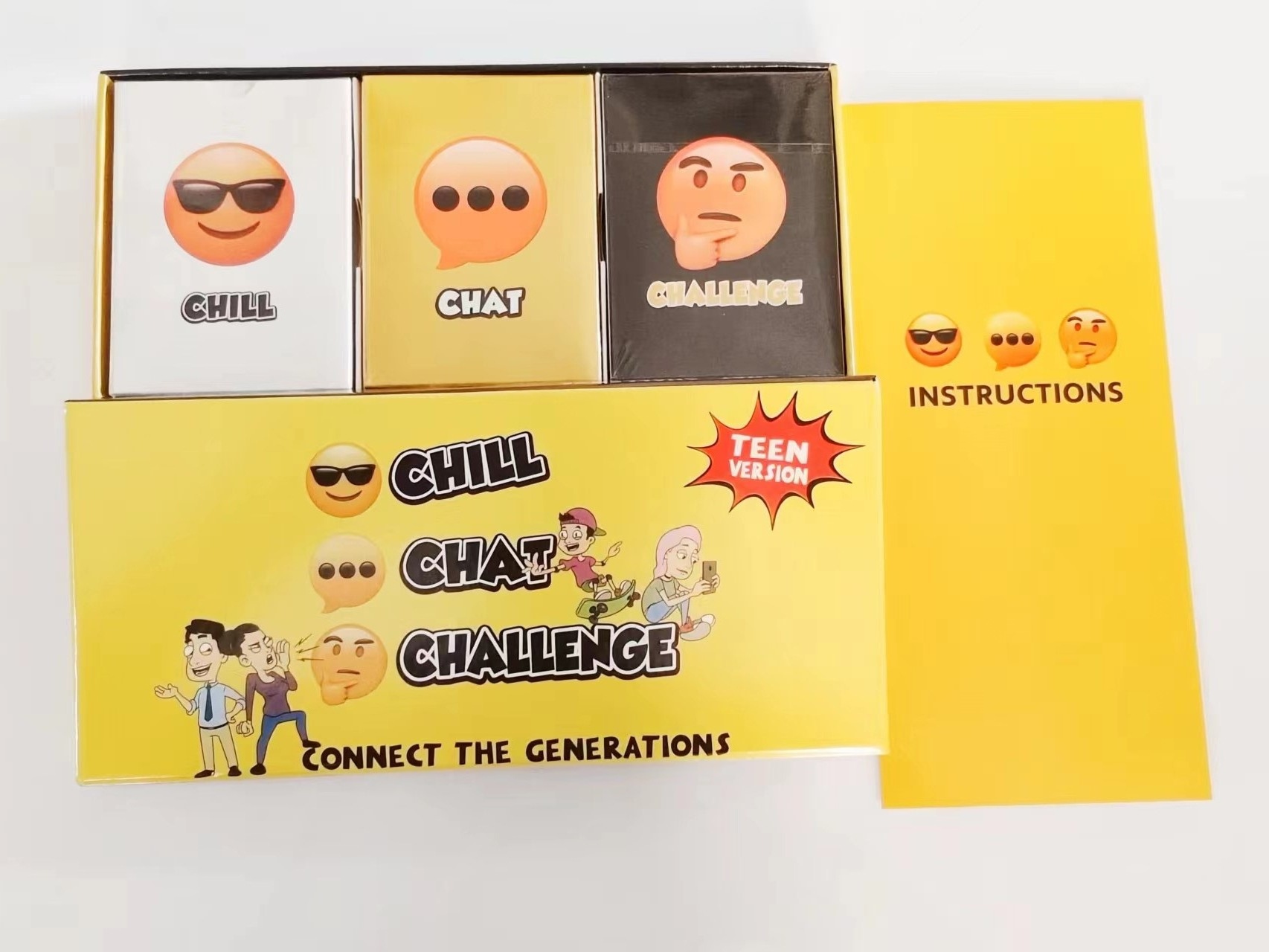 英文热卖表情包三合一chill chat challenge亲子互动家庭桌游戏-阿里巴巴