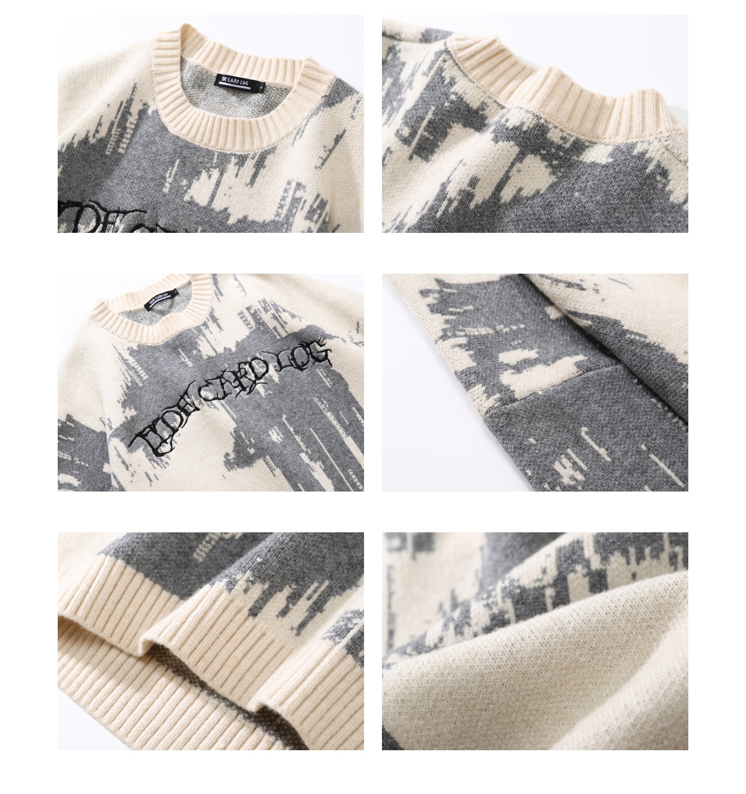 TIDE CARD LOG|高街暗黑系刺绣字母毛衣针织衫情侣款宽松潮牌长袖-阿里巴巴