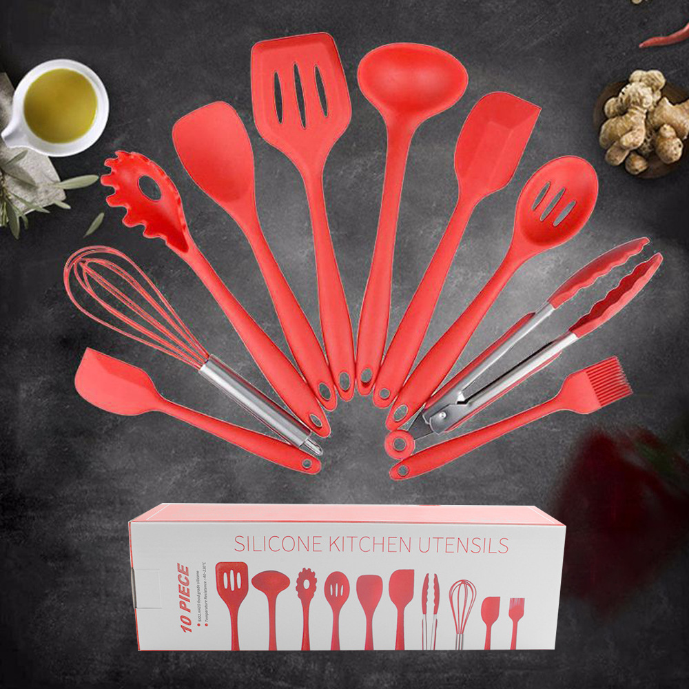 Silicone Kitchenware Set 10 Sets Of Silicone Scraper Oil Brush Food ...
