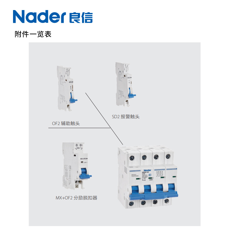 Nader良信空气开关断路器NDB2-63 1P 16 25A 32A 2P 40A小型空开-阿里巴巴