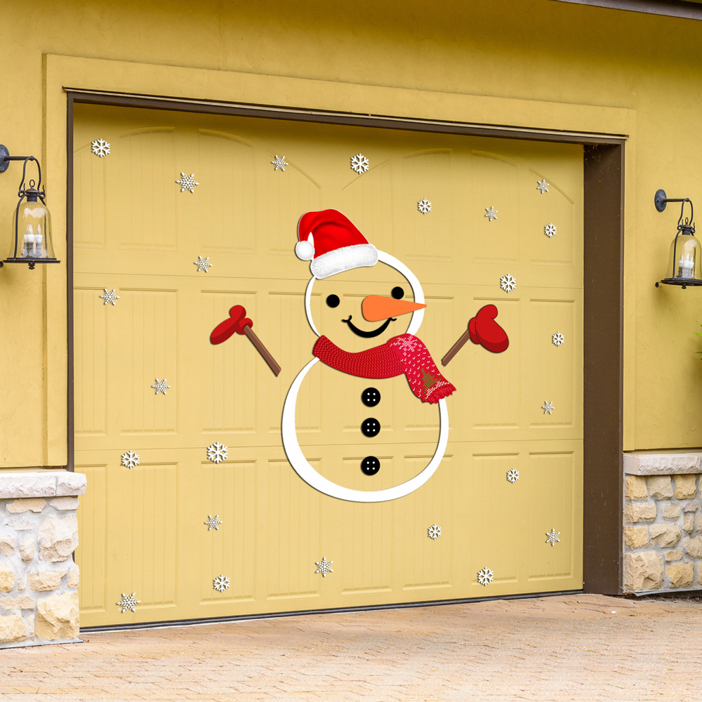 X011-015 跨境圣诞节大尺寸车库贴门贴圣诞老人雪人节日装饰PVC-阿里巴巴