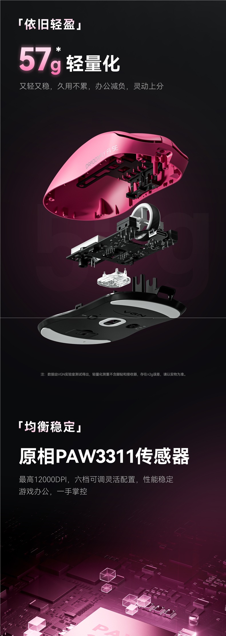 VGN蜻蜓F1SE电竞游戏长续航无线蓝牙三模全能鼠标有线笔记本电脑-阿里巴巴