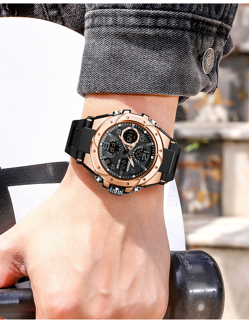 SANDA三达6008腕表时尚运动多功能学生电子表男士防水石英表-阿里巴巴