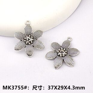 diy复古合金饰品配件百合花吊坠项链服饰嘻哈毛衣链装饰挂件花朵-阿里巴巴