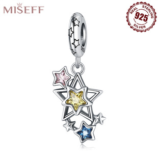 跨境爆款S925纯银气质时尚彩色五角星吊坠DIY手链项链饰品挂件女-阿里巴巴