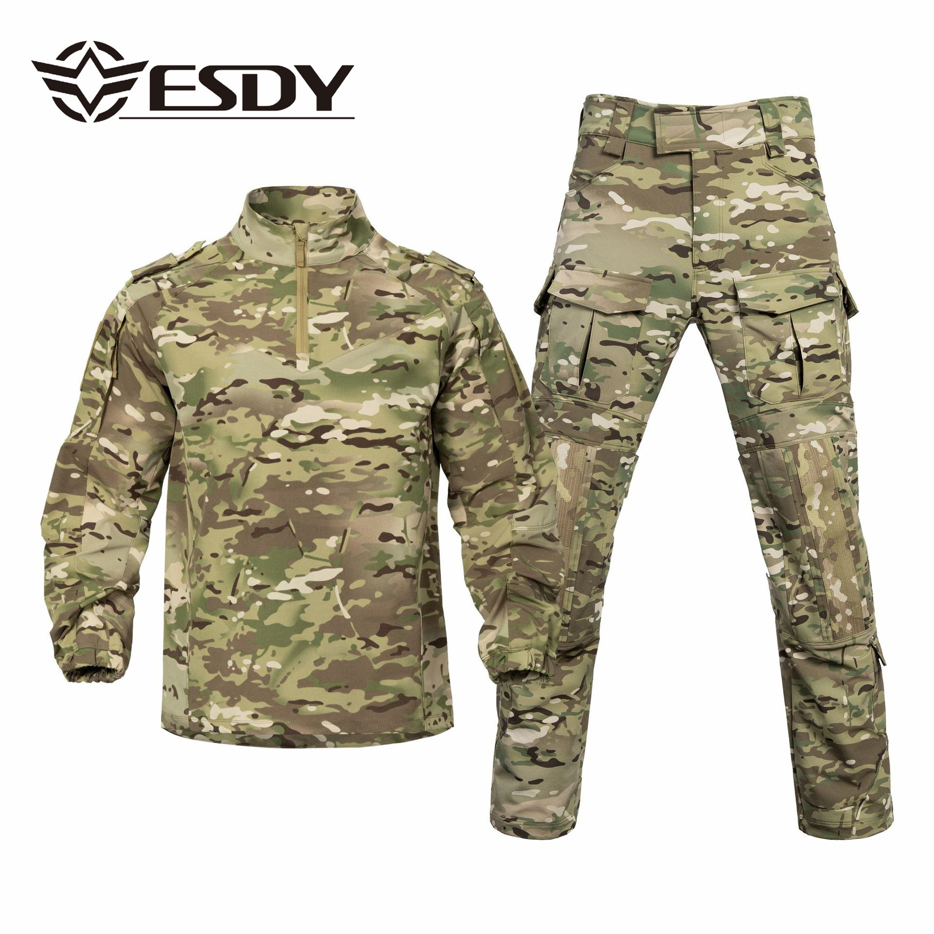 ESDY户外薄款冲锋衣裤三件套长袖长裤 男士工作服迷彩L5.0套装-阿里巴巴