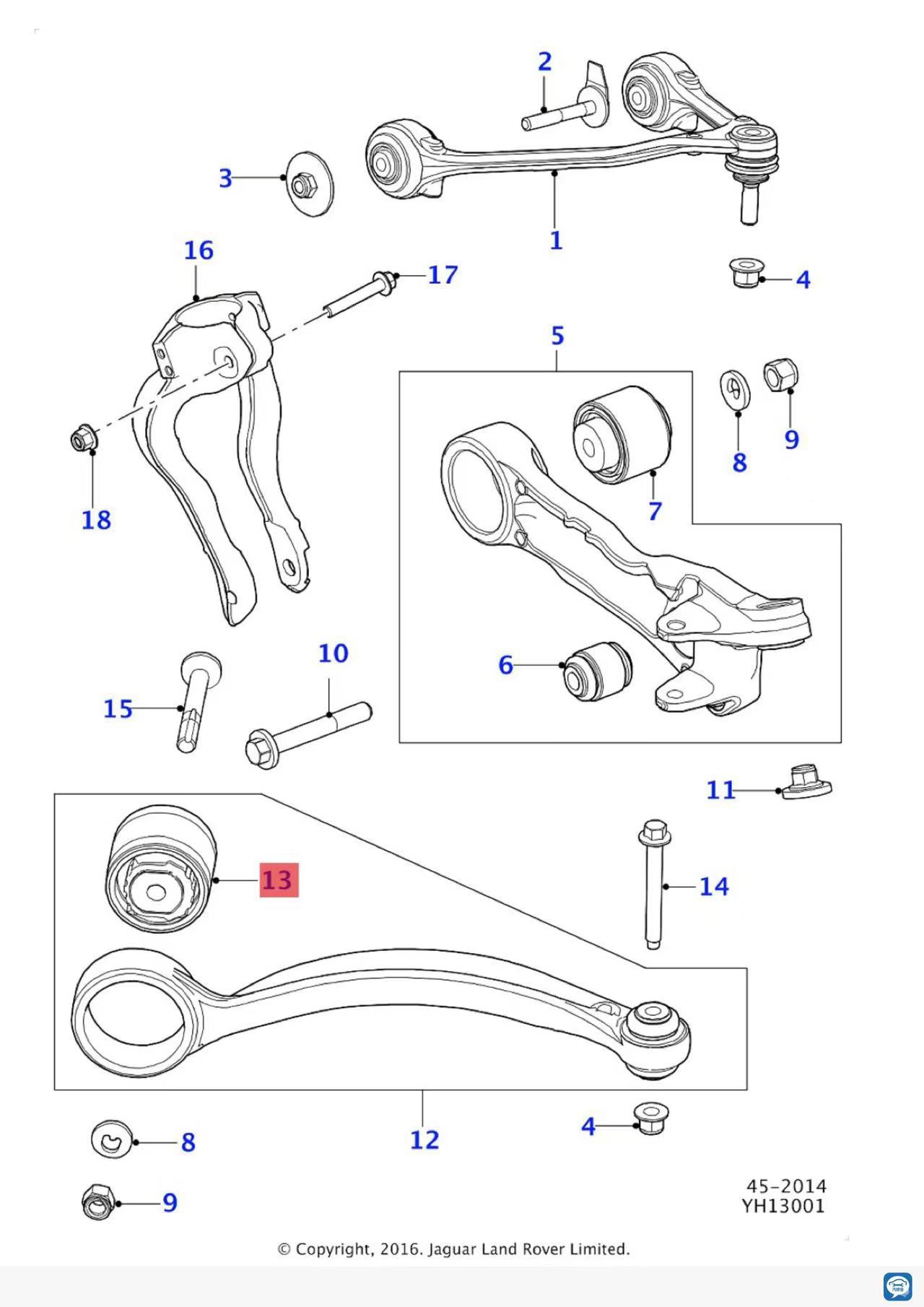 C2D4723 C2D49933 适用于捷豹XJ 前悬挂胶套 大胶套 下弯摆臂衬套-阿里巴巴