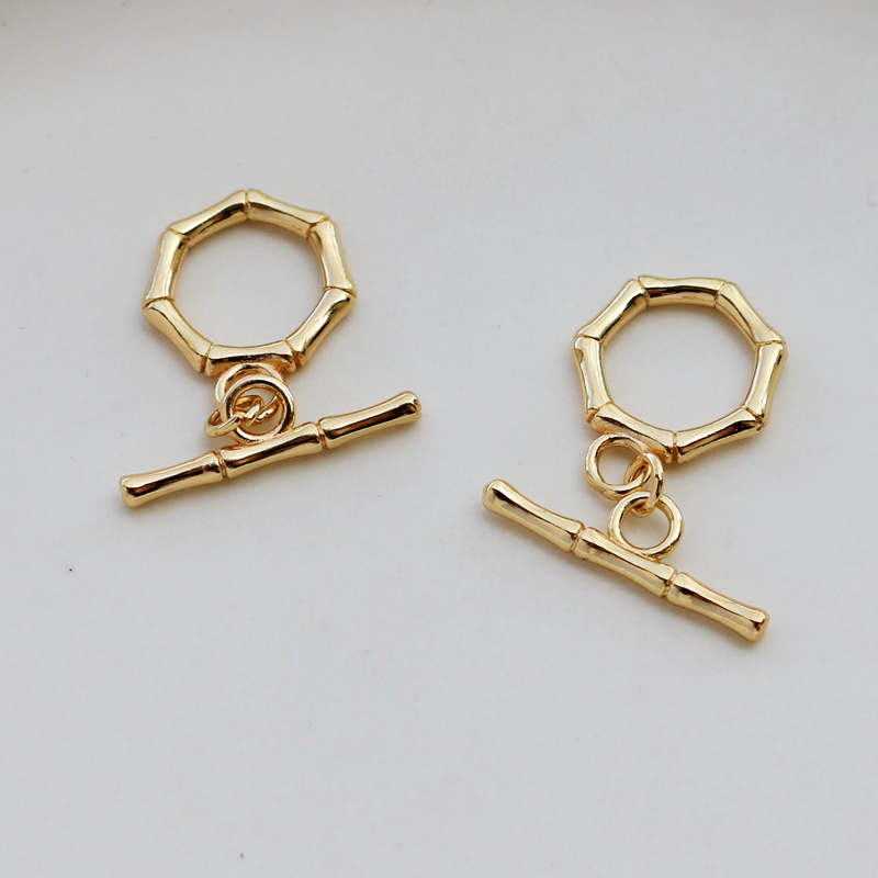 14k包金保色配件IQ扣项手链扣OT扣13mm竹节连接收尾diy饰品配扣头-阿里巴巴