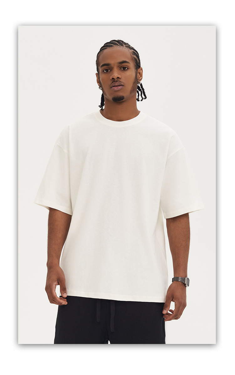 2025春夏新款220G精梳棉FOG配色男装短袖男士T恤纯色宽松潮流上衣-阿里巴巴