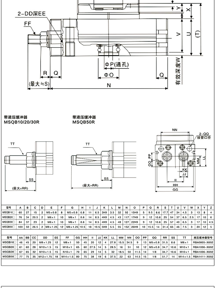 180度旋转气缸90度摆动气动转角MSQB-3A x7A/10A/20A/30A/50A/70A-阿里巴巴