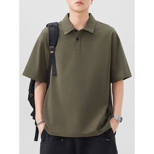 明格|夏季新款260g纯色翻领POLO衫男士潮流百搭宽松休闲短袖上衣-阿里巴巴