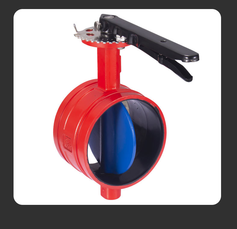 手柄式沟槽蝶阀D81X-16Q球墨铸铁DN100/150消防涡轮法兰对夹蝶阀-阿里巴巴