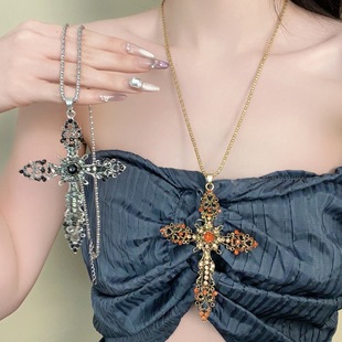 暗黑哥特风重工十字架项链跨境欧美时尚颈链小众高级感设计项饰潮-阿里巴巴