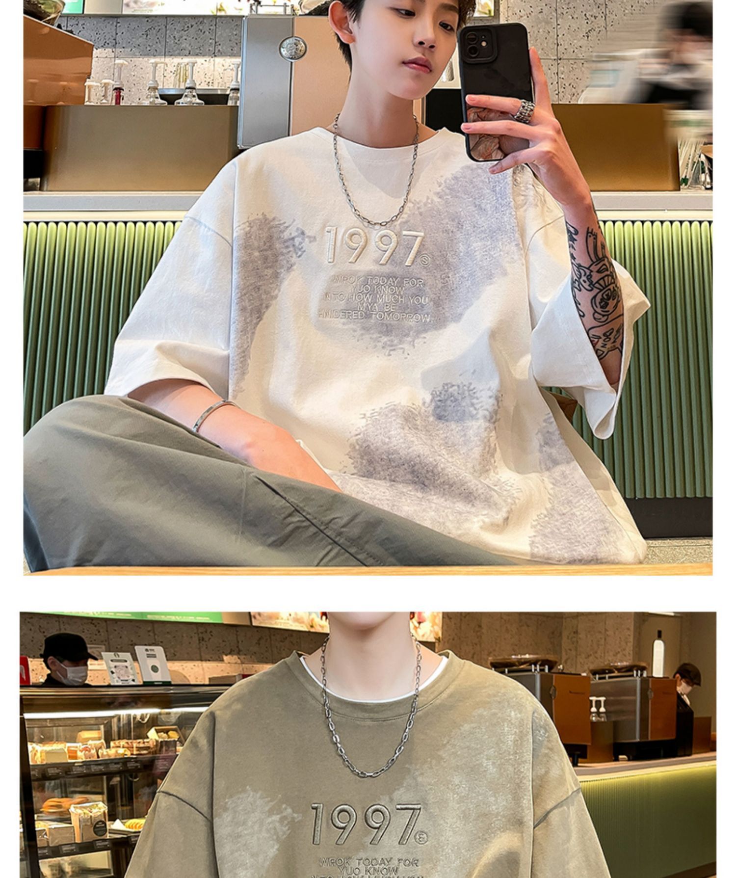 扎染短袖男款夏季230G美式重磅纯棉t恤上衣服潮牌痞帅半截袖体恤-阿里巴巴