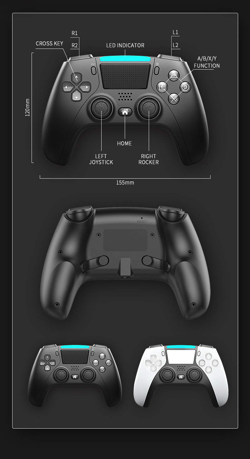 工厂新品PS5外观PS4游戏手柄 六轴双振背部按键精英版蓝牙P4手柄-阿里巴巴