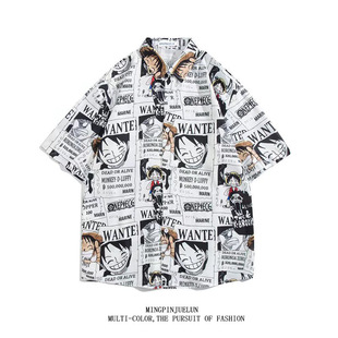 学生夏季日系复古卡通短袖衬衫男港风衬衣涂鸦夏威夷沙滩花衬衫潮-阿里巴巴