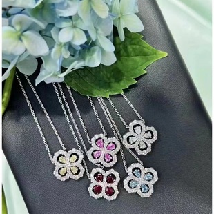 高版本HW项链Harry winston海瑞温斯loop四叶草铂金钻石大号吊坠-阿里巴巴