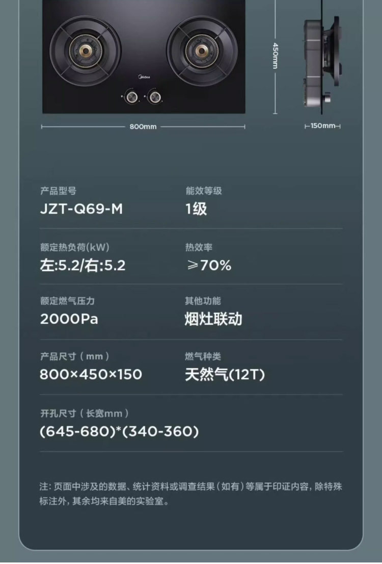 Midea/美的JZT-Q69-M燃气灶台嵌两用嵌入式5.2KW猛火双灶天然气-阿里巴巴