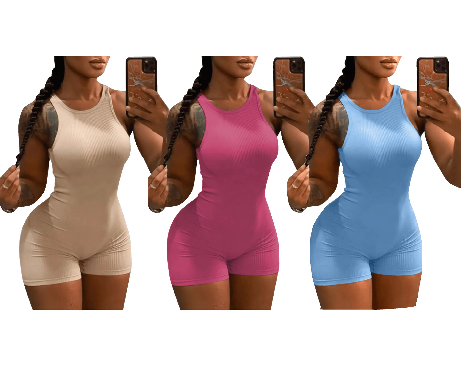 D2183 跨境欧美亚马逊新品春夏高弹力纯色 小坑条舒适连体裤-阿里巴巴