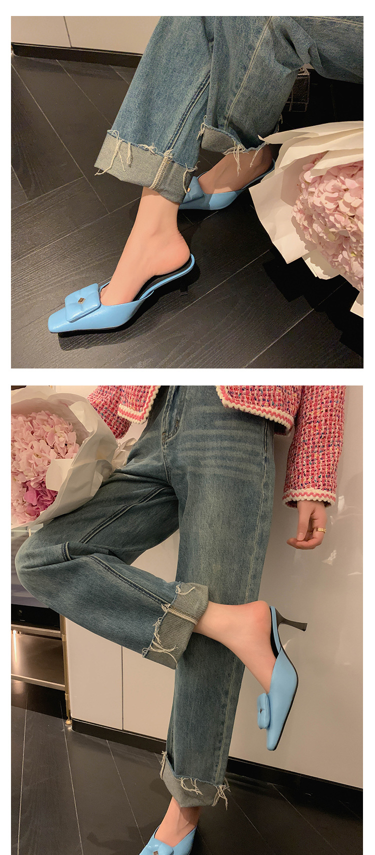 CHIKO Ronna Square Toe Stiletto Clogs/Mules Shoes