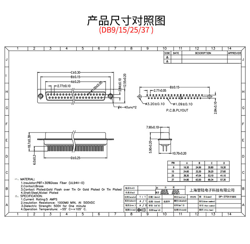 DB9座/DB9接头9针插 插件式DB9 直插 焊板式 PCB焊接式 9针插头-阿里巴巴