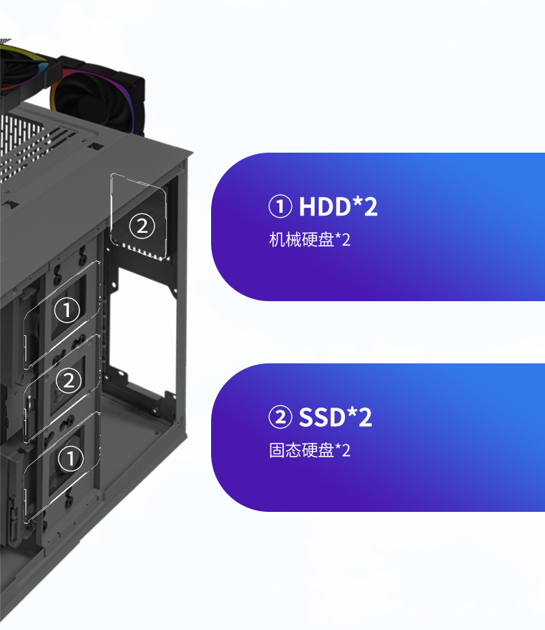 台式机电脑机箱 罗宾海景房 ATX 支持360水冷 网吧网咖电竞机箱-阿里巴巴