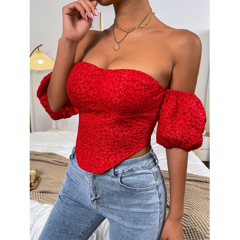 跨境亚马逊eBay欧美纯色套头衫一字领露肩短袖衬衫短款上衣女采购价格、怎么样、行情市场-CCEE选品中心