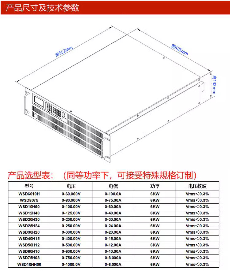 韦特克斯WSD-6KW系列数字高精度可编程直流稳压恒流电源WSD6010-阿里巴巴