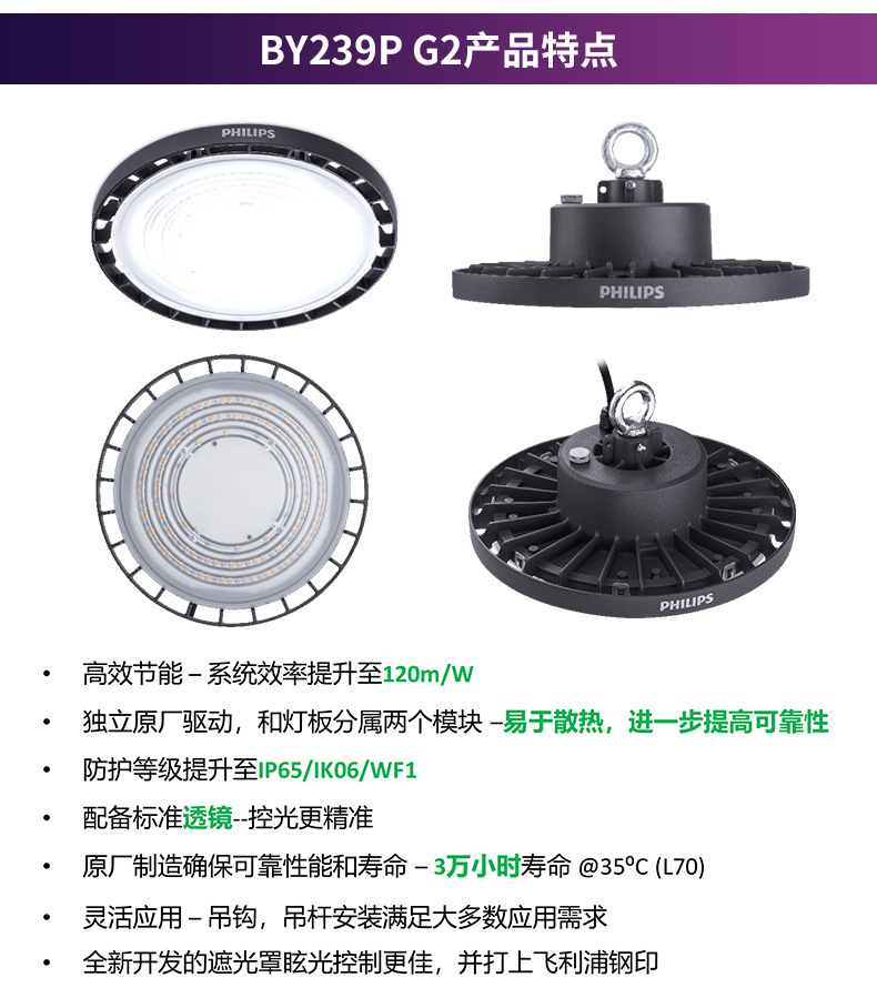 Philips飞利浦BY238P高天棚灯仓库厂房体育馆飞碟灯户外BY239 G2-阿里巴巴