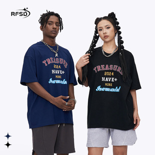 RFSD男装|230g美潮字母印花T恤2024春夏新品潮牌宽松休闲男士短袖-阿里巴巴