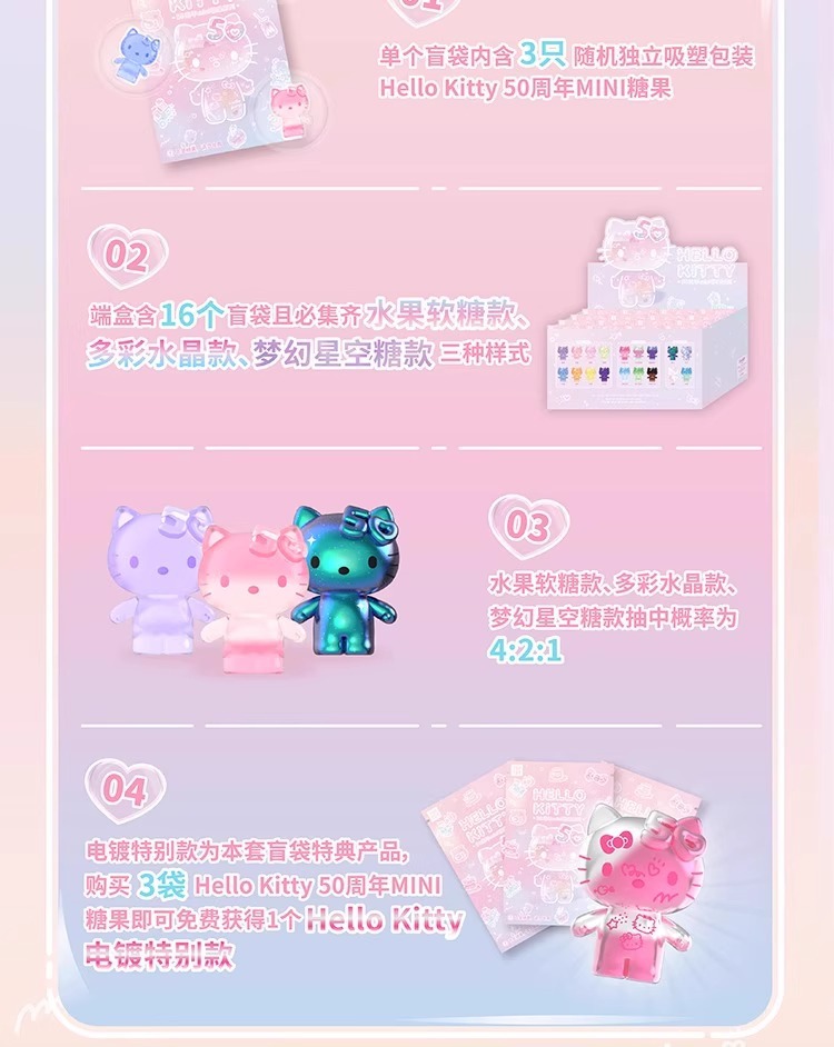 TOPTOY凯蒂猫HelloKitty50周年MINI糖果系列正版盲盒潮玩手办-阿里巴巴
