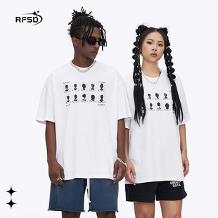 RFSD男装|2024夏季新款230g重磅纯棉T恤潮牌趣味头像印花短袖T恤-阿里巴巴