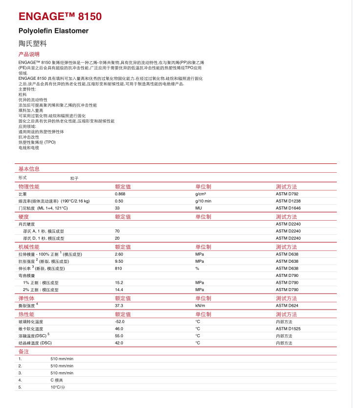 POE美国陶氏8150 耐低温抗冲击 耐老化 ENGAGE8150增韧电线电缆-阿里巴巴