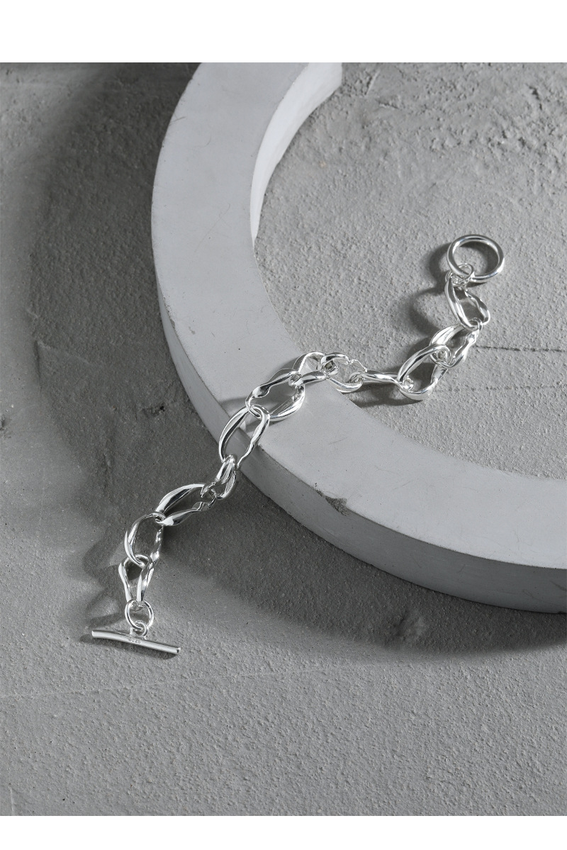 SL106韩版ins小众设计极简百搭冷淡风OT扣链条质感S925纯银手链女-阿里巴巴