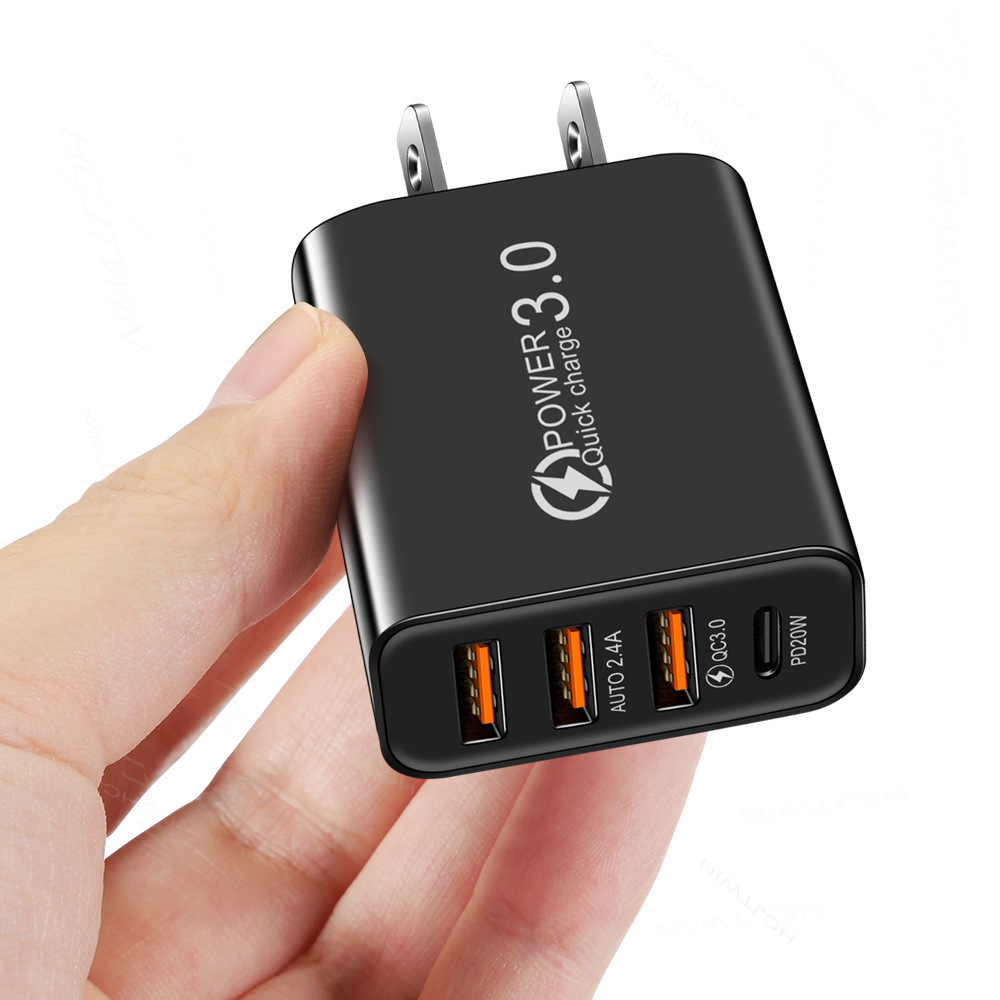 新款跨境批发3USB+PD Type-c 手机充电器 多USB接口旅行充电头-阿里巴巴