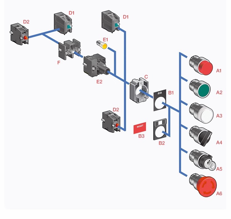 施耐.德选择开关三档XB2BD33C=ZB2BZ103C+ZB2BD3C 2常开旋钮开关-阿里巴巴