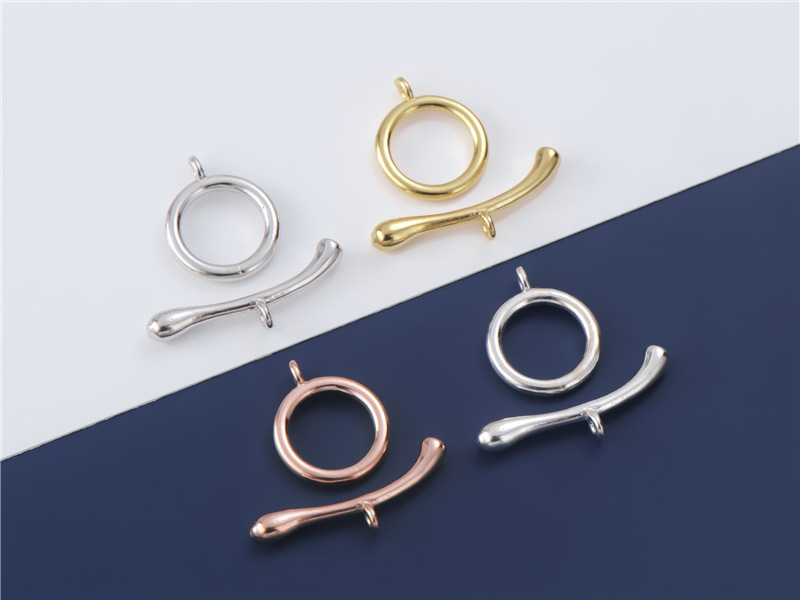 S925纯银镀金哑光OT扣配件DIY手工编绳珍珠手链项链连接扣子尾扣-阿里巴巴