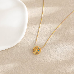 女士首饰简约美国14k包金chic风ins风许愿硬币轻奢项链女 锁骨链-阿里巴巴