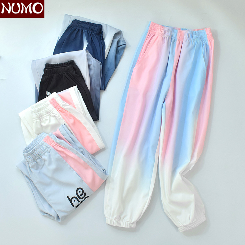 Summer 2022 New thin casual girls' sports pants Da Tong Ice silk boy's mosquito repellent pants ...