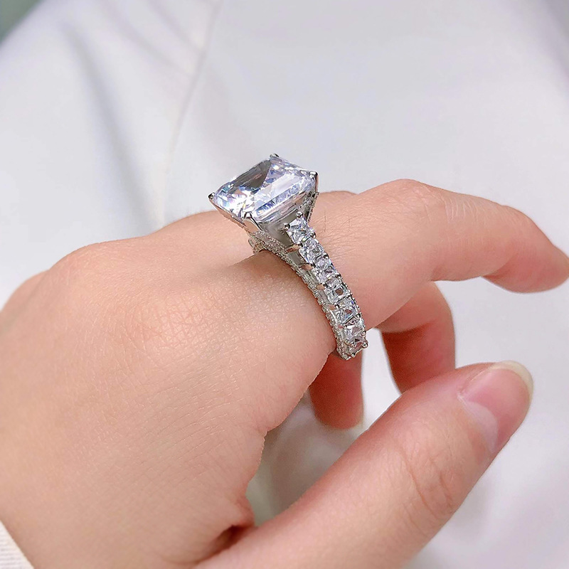 新款 wish 款外贸欧美气质宝塔12*12方形锆石S925银排钻戒指 女-阿里巴巴