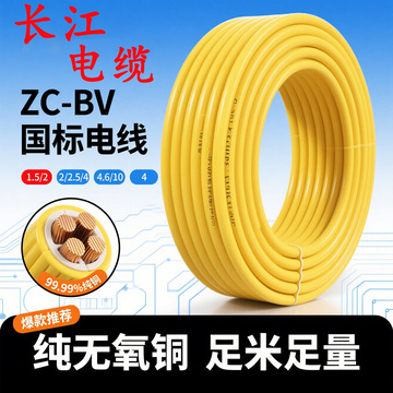 长江电缆电缆ZC-BV 2.5/4/6/10平方无氧铜芯工程家用国标电线-阿里巴巴