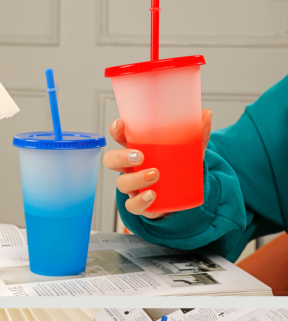 20007 厂家直销480ml吸管创意塑料变色杯 感温吸管塑料变色杯-阿里巴巴