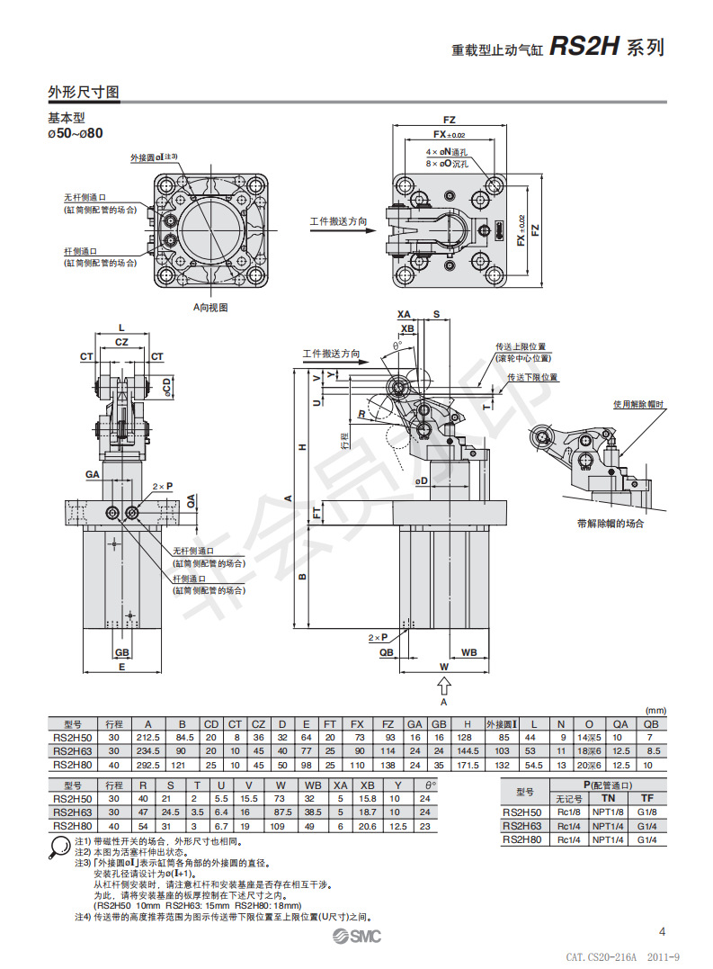 SMC重载型止动气缸RS2H63-30DL/TL/ML-阿里巴巴