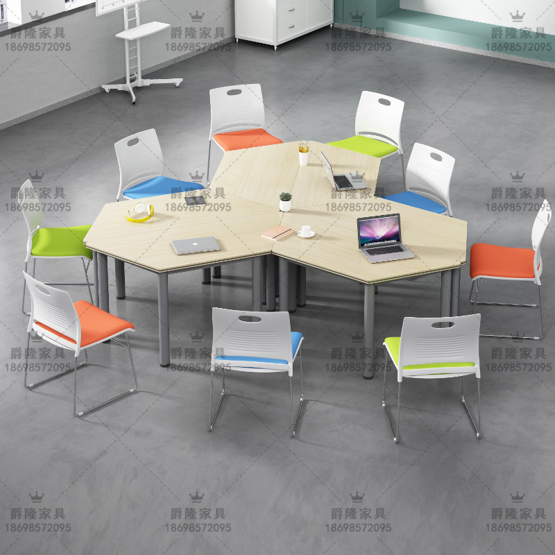 创客教室桌椅移动组合三角形会议桌团辅桌椅实验六角拼接桌六边形-阿里巴巴