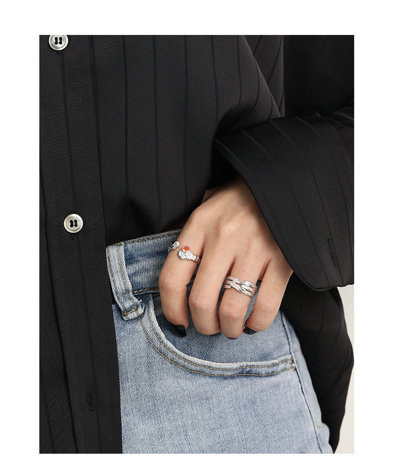 022韩版ins小众设计不规则面微镶锆石纹理质感S925纯银开口戒指女-阿里巴巴